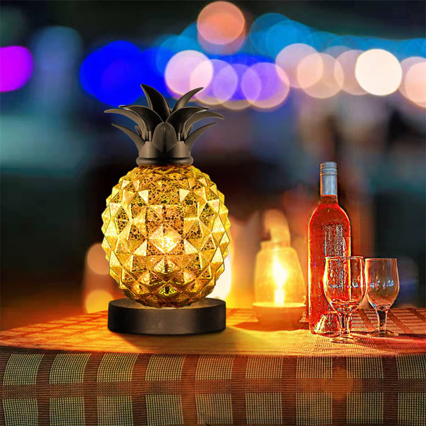 Mercer41 Pineapple Night Light, Pineapple Lamp Glass Table Lamp | Wayfair